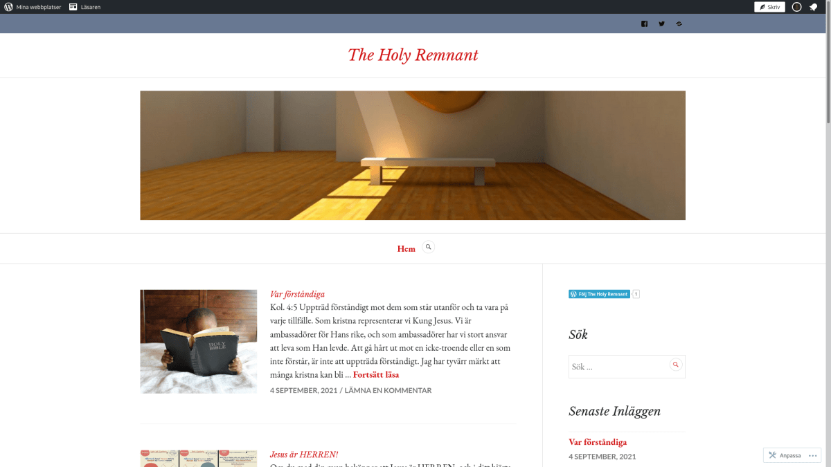 Ny Websida TheHolyRemnant.com – The Holy Remnant